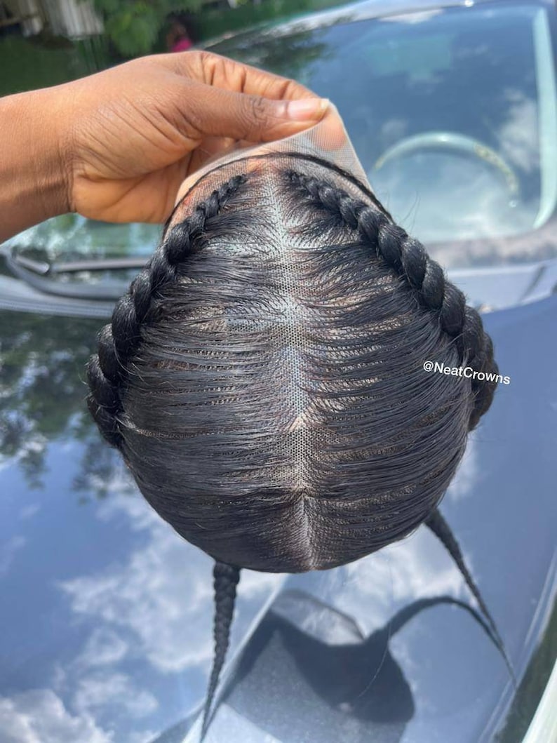 2 Pigtail Braids Cornrows Wig Cornrow Wigs Braided Wig Box Braids ...