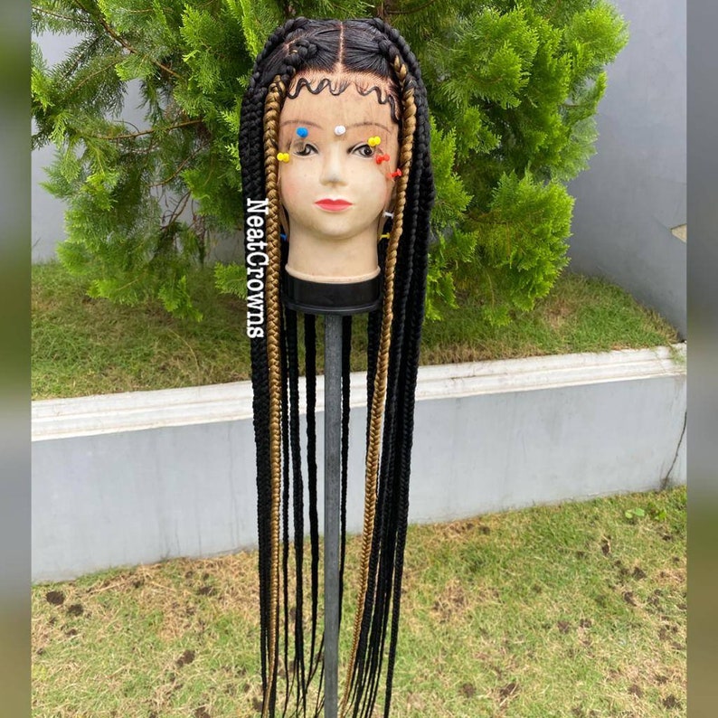 Jumbo knotless box braids wig for black women cornrows wig | Etsy