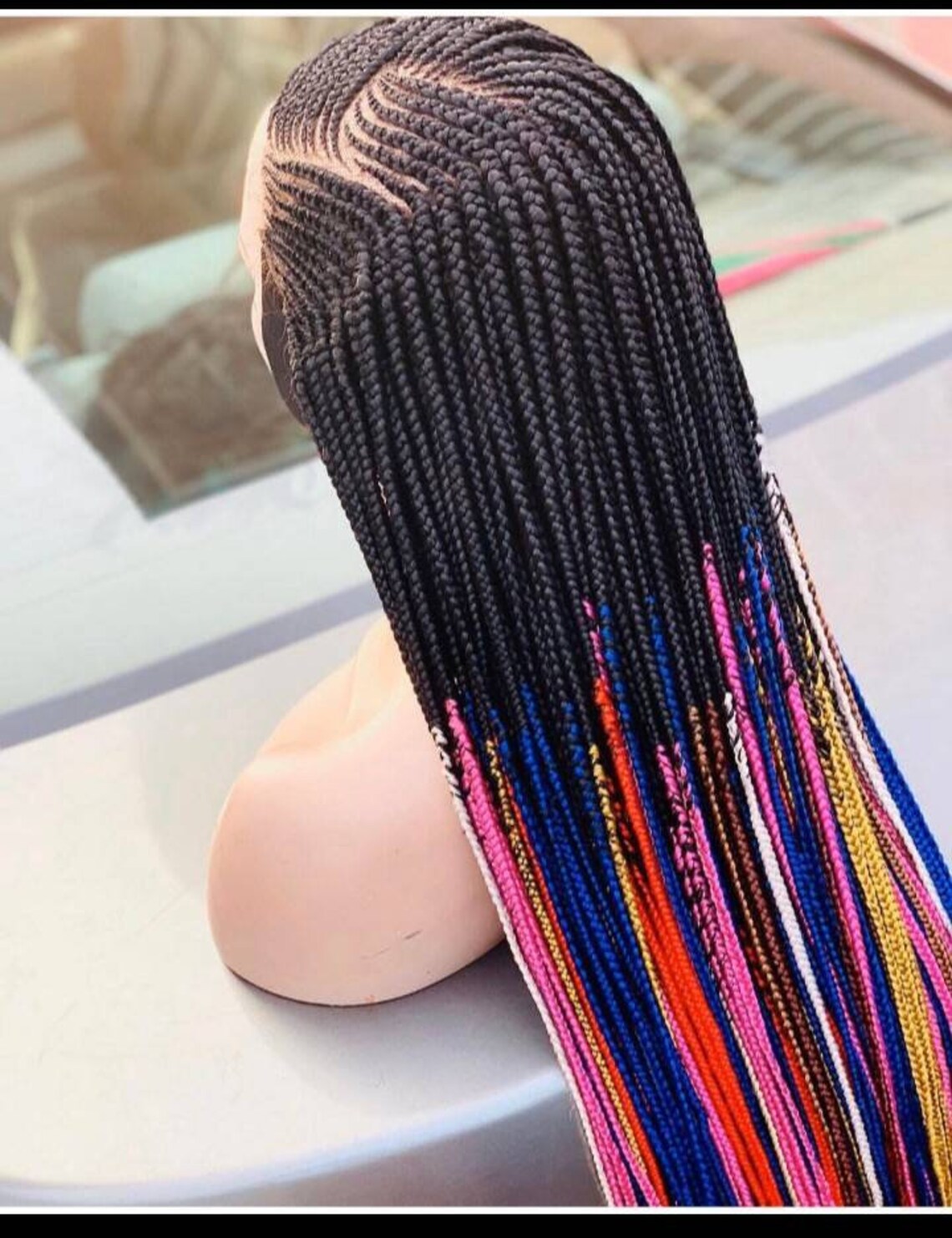 Cornrows Wig Rainbow Box Braids Wig Knotless Box Braids Wig - Etsy