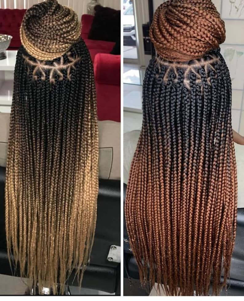 Medium Knotless Box Braids Wig For Black Women Cornrows Wig Etsy