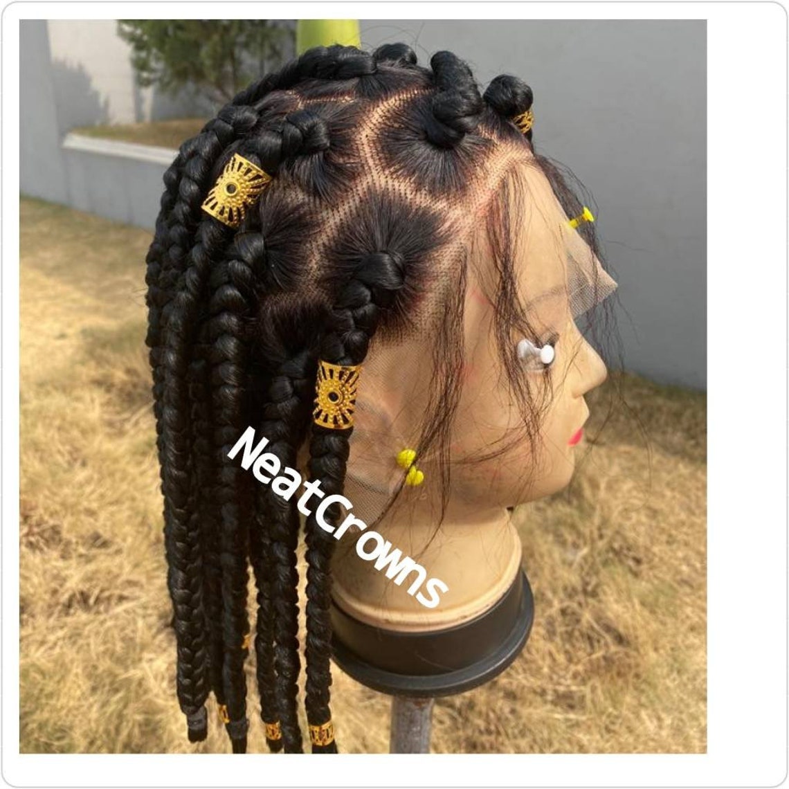 Short Bob Box Braids Wig Full Lace Wig Box Braided Wig Short Pixie Cut ...
