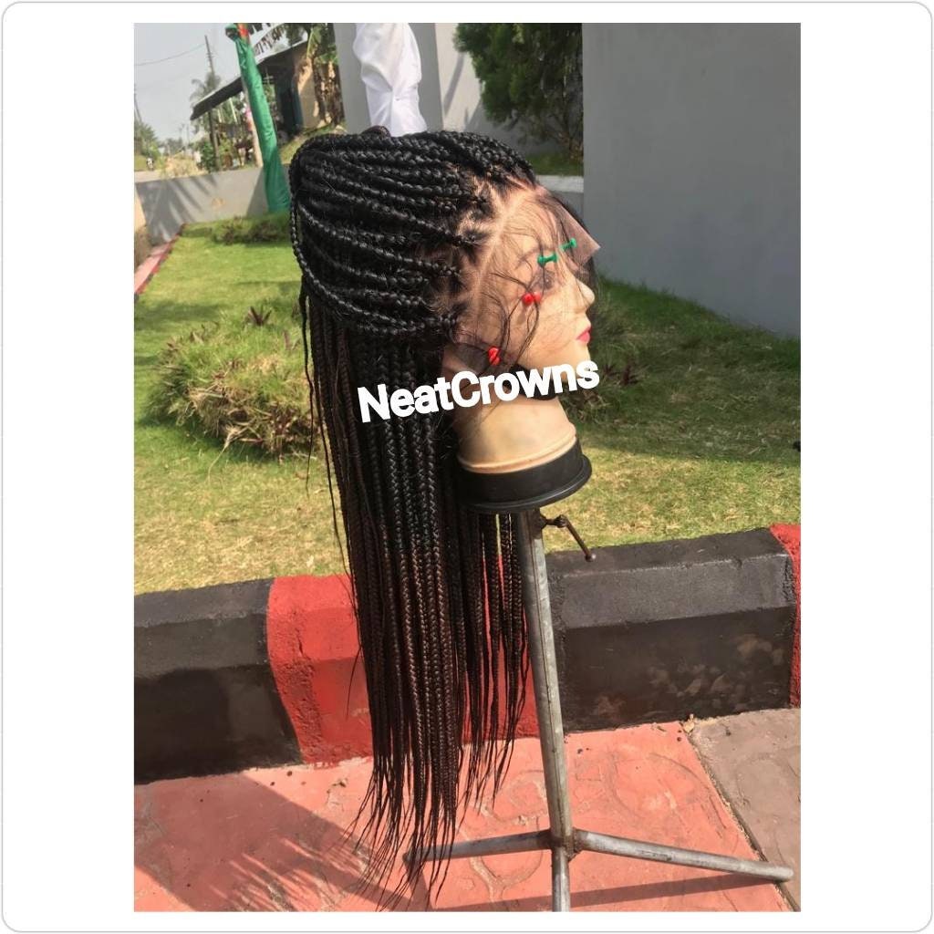 Triangle Parts Knotless Box Braids Wig for Black Women Cornrows Wig ...