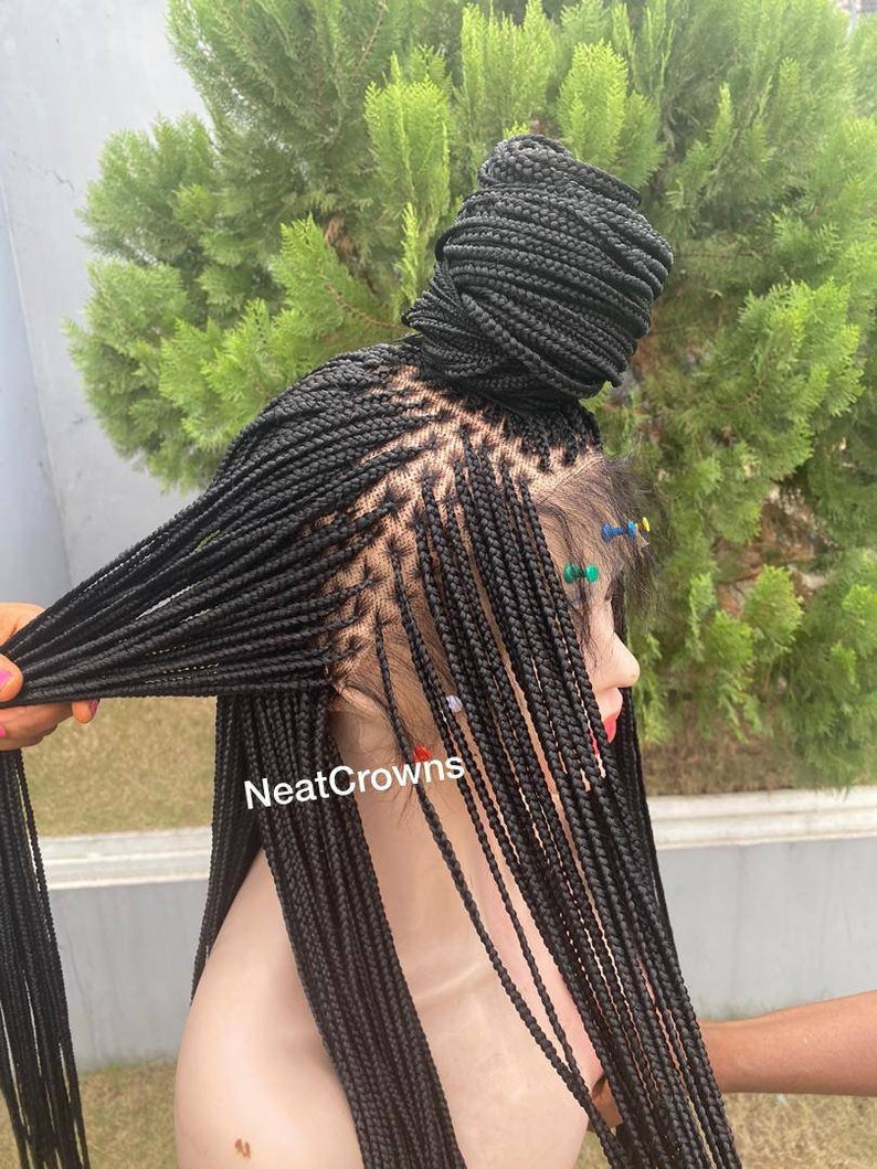 Micro Knotless Braids Box Braid Wig for Black Women Cornrows - Etsy