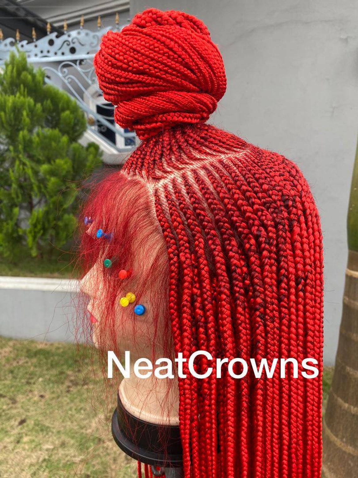 Ready to Ship Red Cornrows Wig Cornrow Wigs Knotless Box | Etsy
