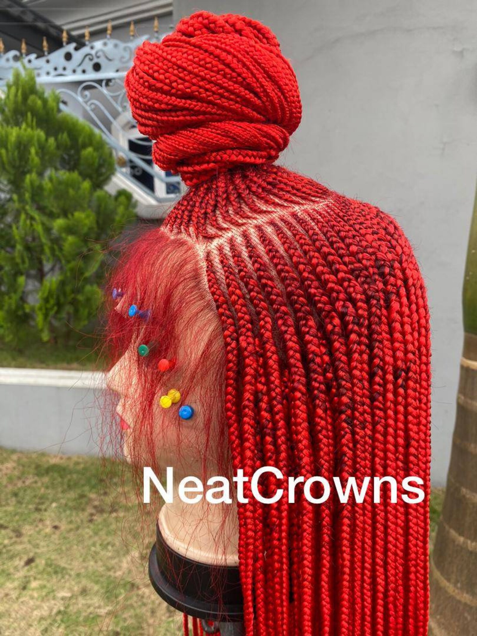 Ready to Ship Red Cornrows Wig Cornrow Wigs Knotless Box | Etsy