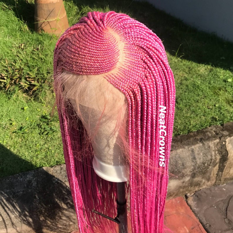 Ready to Ship Pink Cornrow Red Box Braids Wig Cornrows Blonde - Etsy