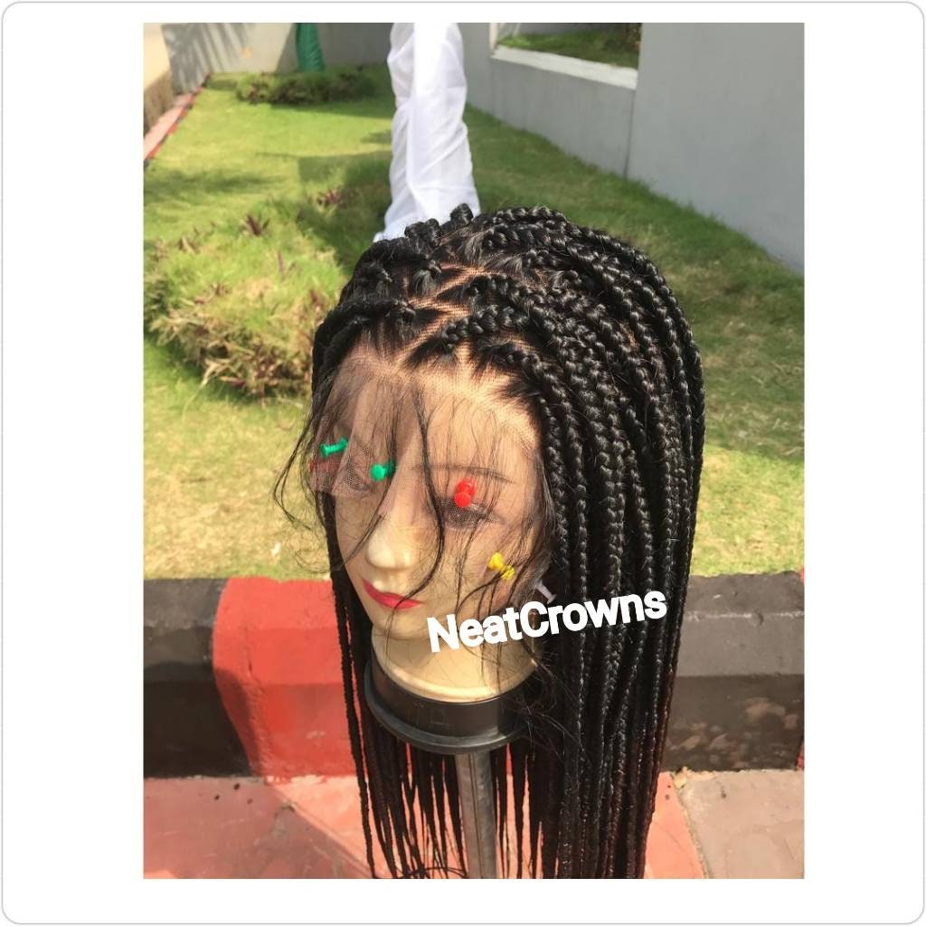 Triangle Parts Knotless Box Braids Wig for Black Women Cornrows Wig ...