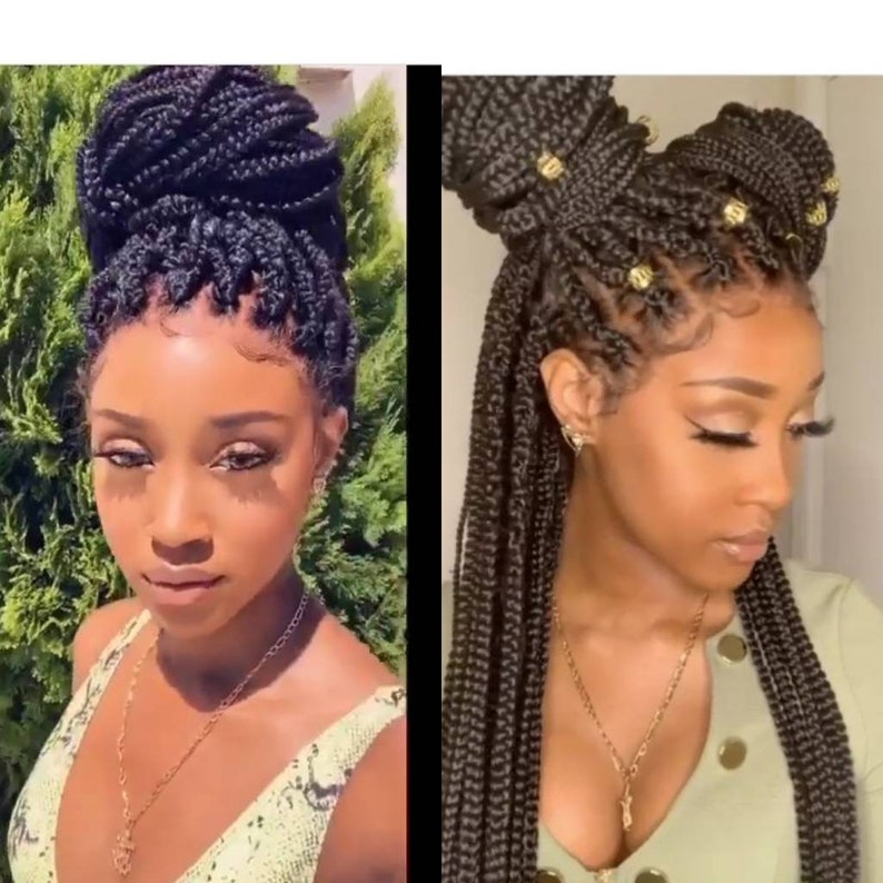 Medium Knotless Box Braids Wig For Black Women Cornrows Wig Etsy
