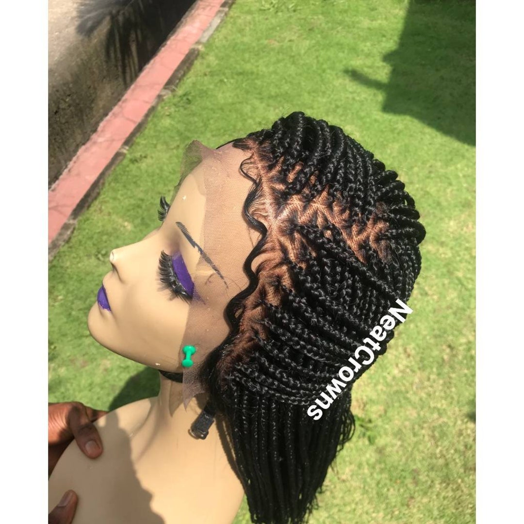 Triangle Parts Knotless Box Braids Wig for Black Women Cornrows Wig ...
