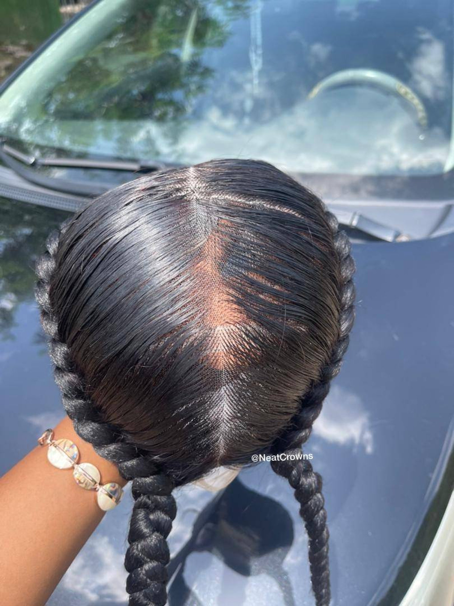 2 Pigtail Braids Cornrows Wig Cornrow Wigs Braided Wig Box Braids ...