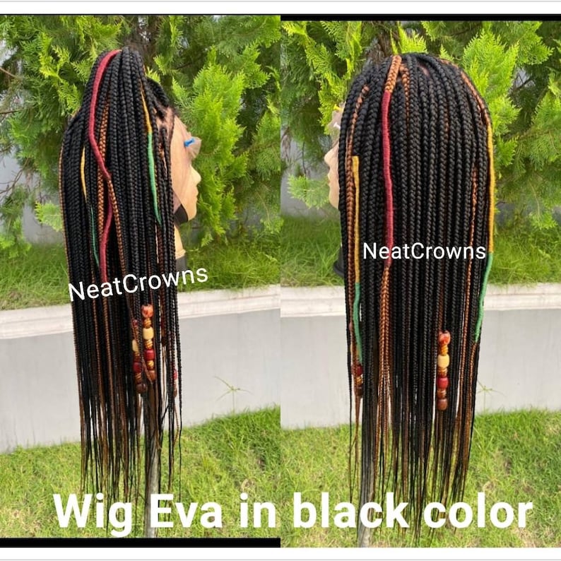 Ready to Ship Medium Eva Box Braids Wig for Black Women - Etsy
