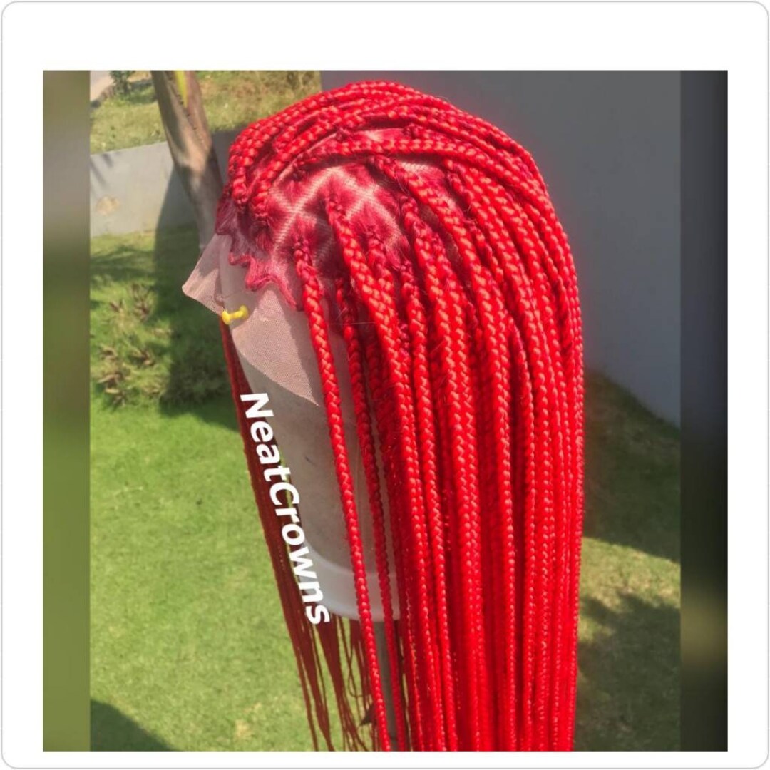 Ready to Ship Red Knotless Box Braids Cornrows Wig Cornrow - Etsy