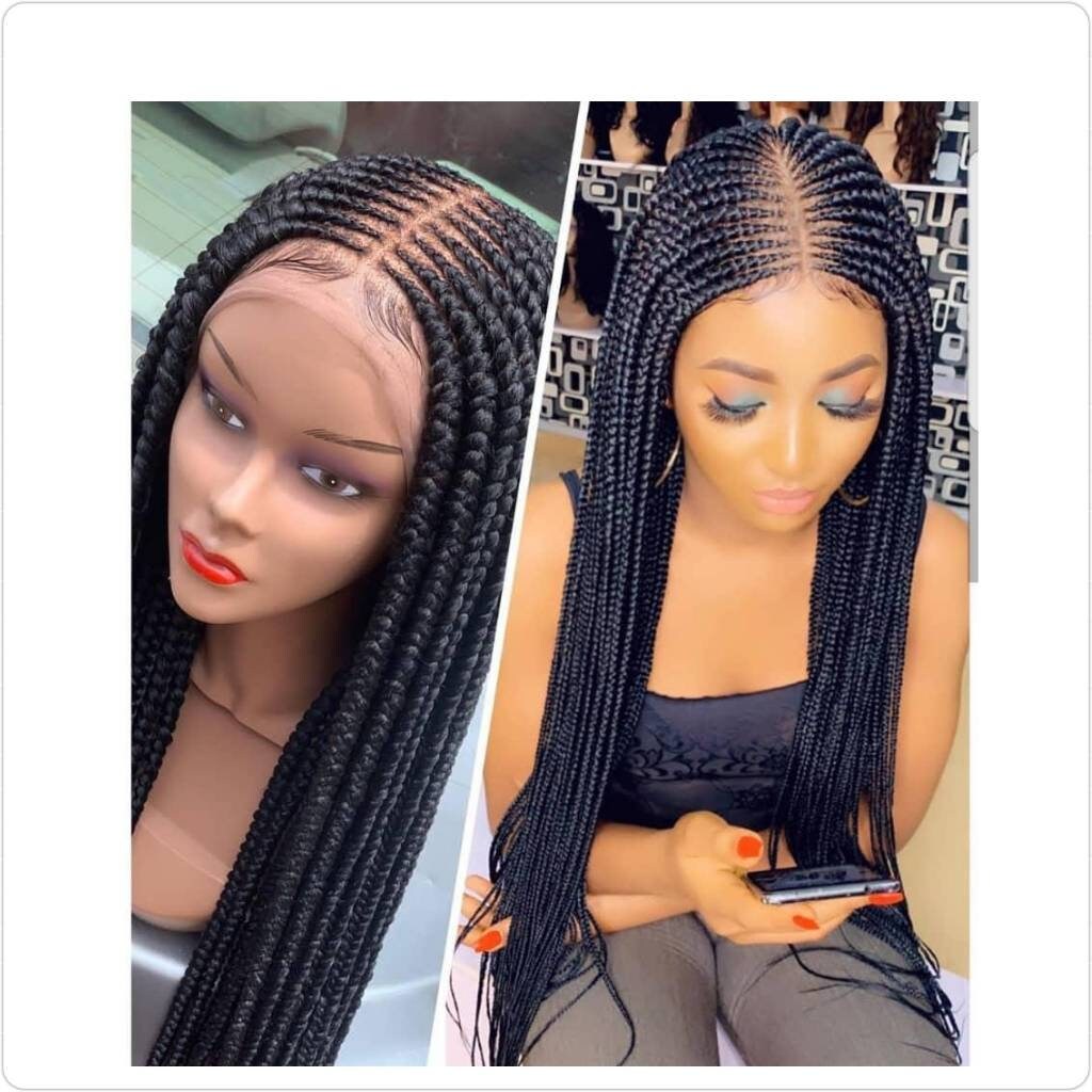 Cornrow Wig Cornrow Wigs Braided Wig Box Braids Wig Knotless - Etsy