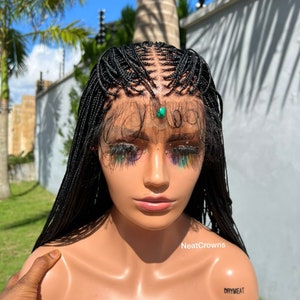 Micro Knotless Braids Box Braid Wig for Black Women Cornrows - Etsy