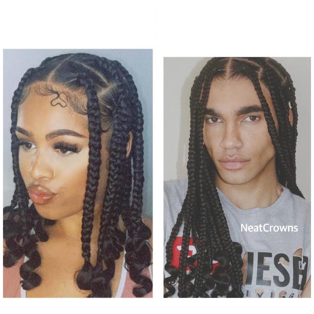 Unisex Coi Leray Jumbo Box Braids Cornrows Wig Cornrow Wigs Braided Wig ...