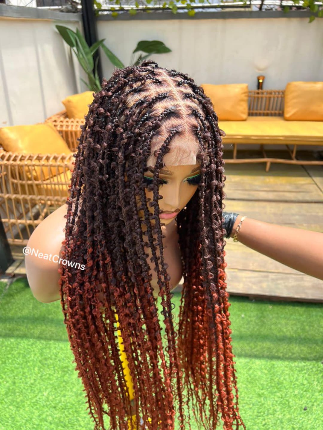 34" Ready to Ship Butterfly Braids Full Lace Knotless Bohemian Cornrows ...