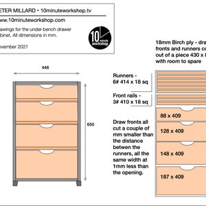 Plans for Under-bench Cabinet With Birch Ply Drawers - Etsy