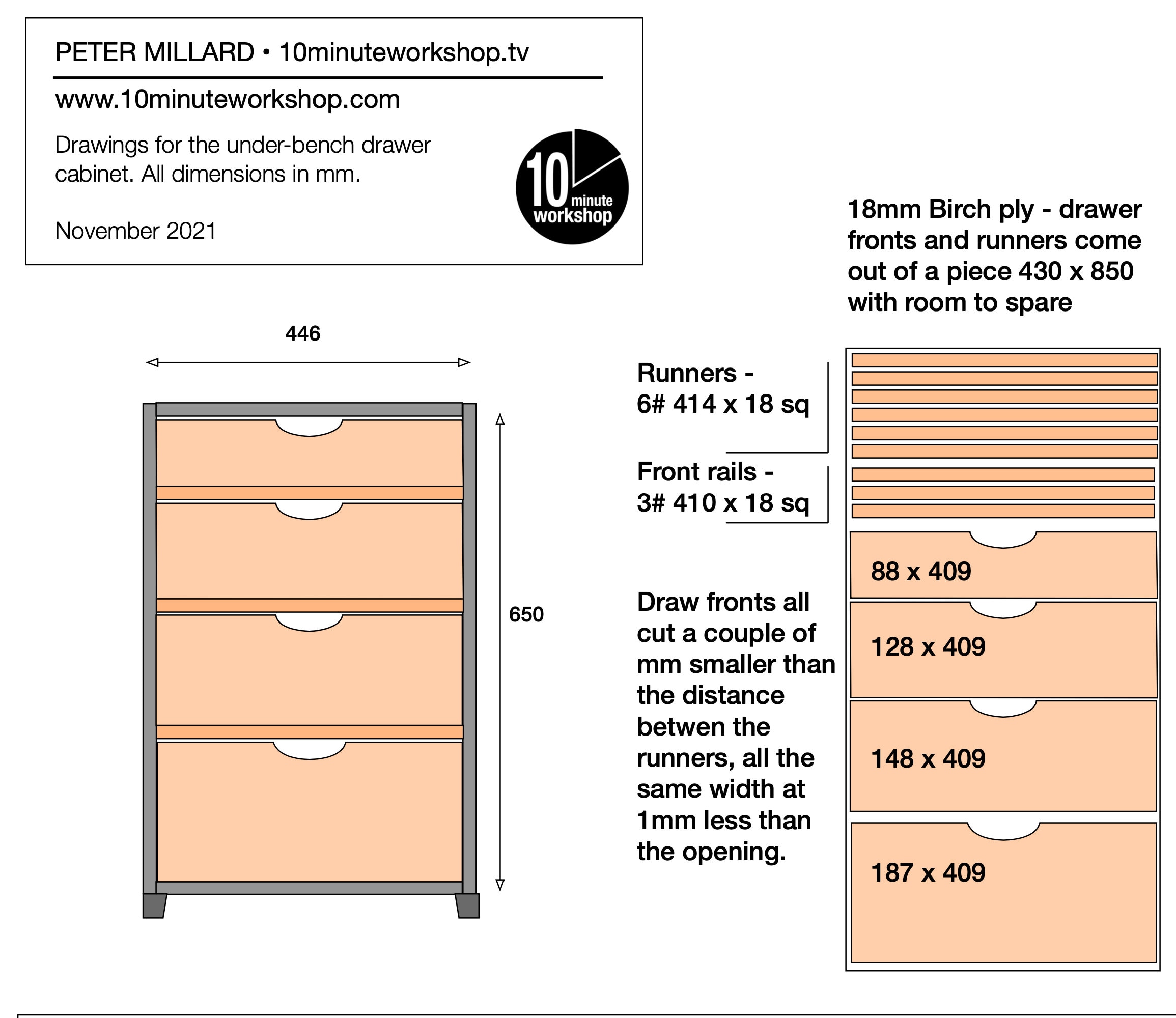Plans for Under-bench Cabinet With Birch Ply Drawers - Etsy