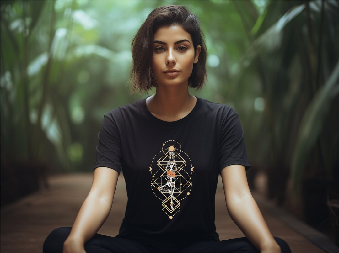 Skeleton Yoga Shirt, Esoteric Skeleton Tshirt, Sacred Geometry Clothing ...