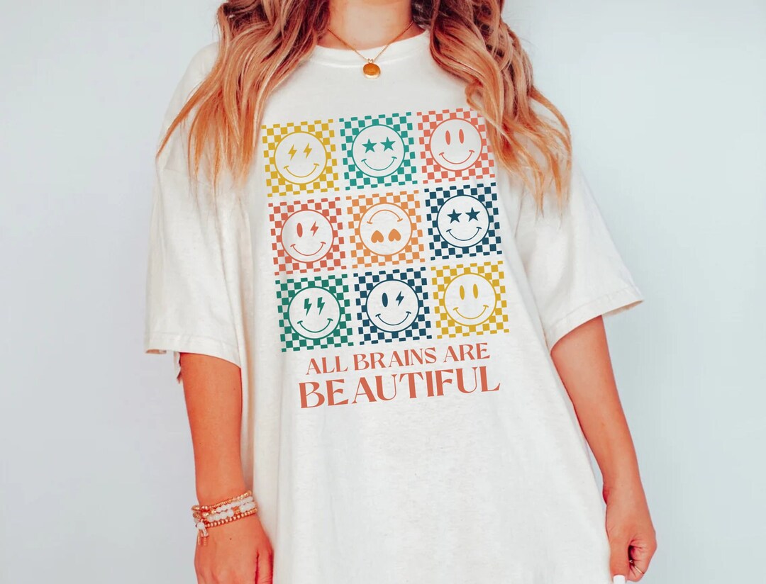 All Brains Are Beautiful Retro Smile Shirt, Neurodiversity is Beautiful ...