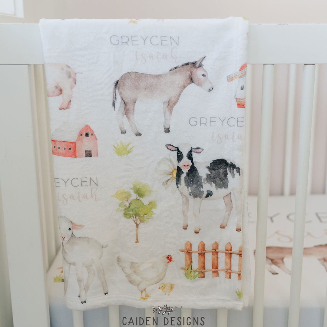 Farm Animals Blanket - Personalized Baby Blanket - Etsy