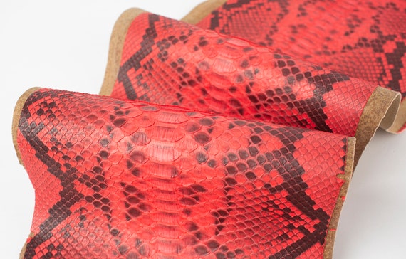 Red/Black ITALIAN genuine SNAKE AYERS non Cites leather on | Etsy