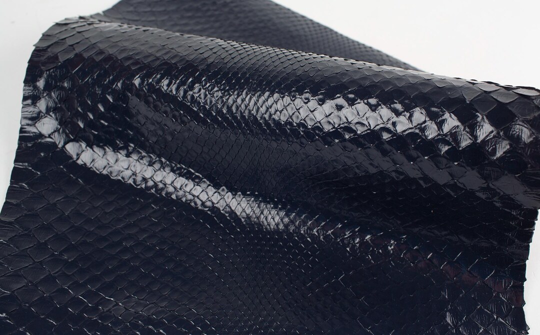 Dark Blue ITALIAN Genuine SNAKE AYERS (non Cites) Leather Glossy Skin ...