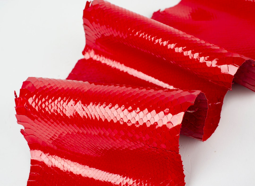 Red Scarlet Saturated ITALIAN Genuine SNAKE AYERS (non Cites) Leather ...