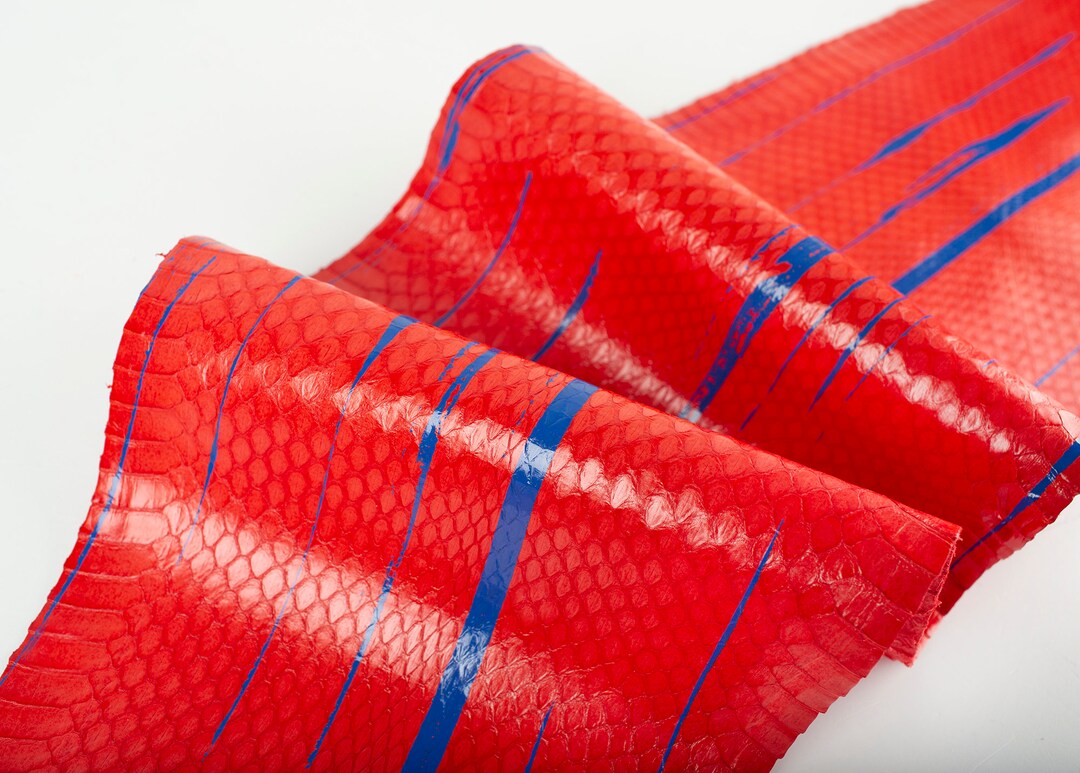 Red/blue Print ITALIAN Genuine SNAKE AYERS (non Cites) Leather Skin - Etsy