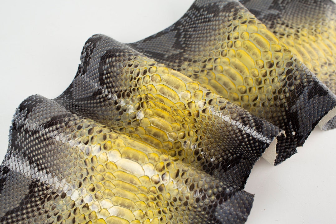 Yellow/gray Print ITALIAN Genuine SNAKE AYERS (non Cites) Leather ...