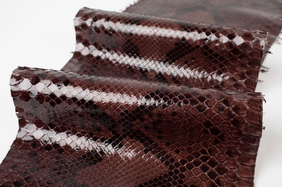 Brown Print ITALIAN genuine SNAKE AYERS non Cites leather | Etsy