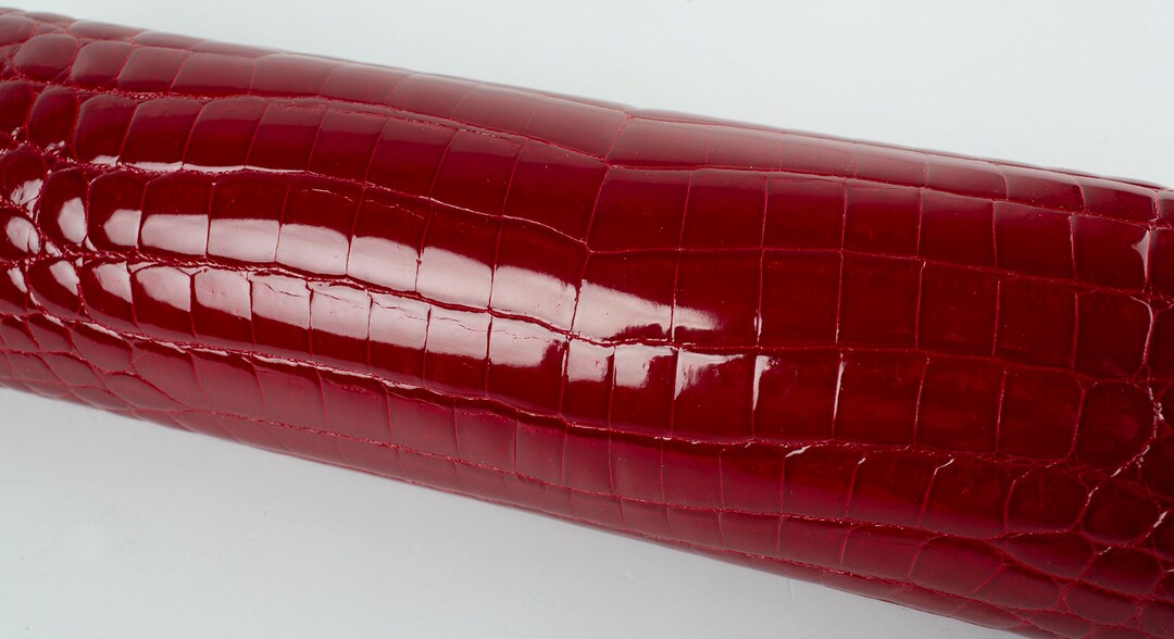 ITALIAN Red Scarlet Genuine Real REPTILE Belly Leather (non Cites ...