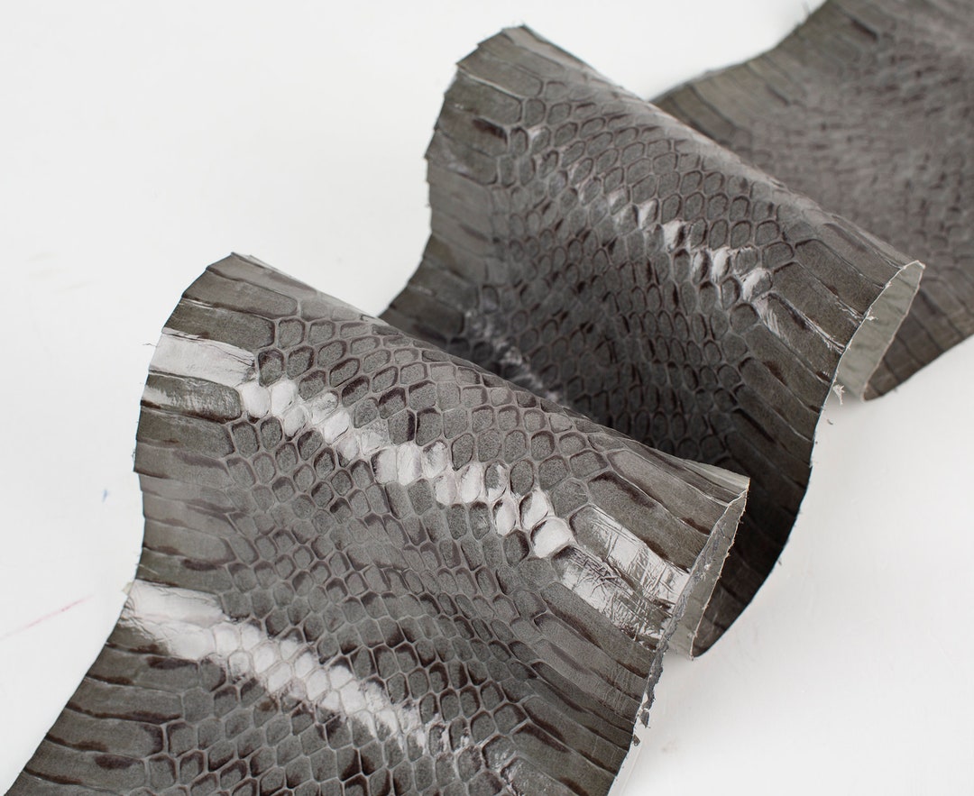 Grey/black Print ITALIAN Genuine SNAKE AYERS (non Cites) Leather Patent ...