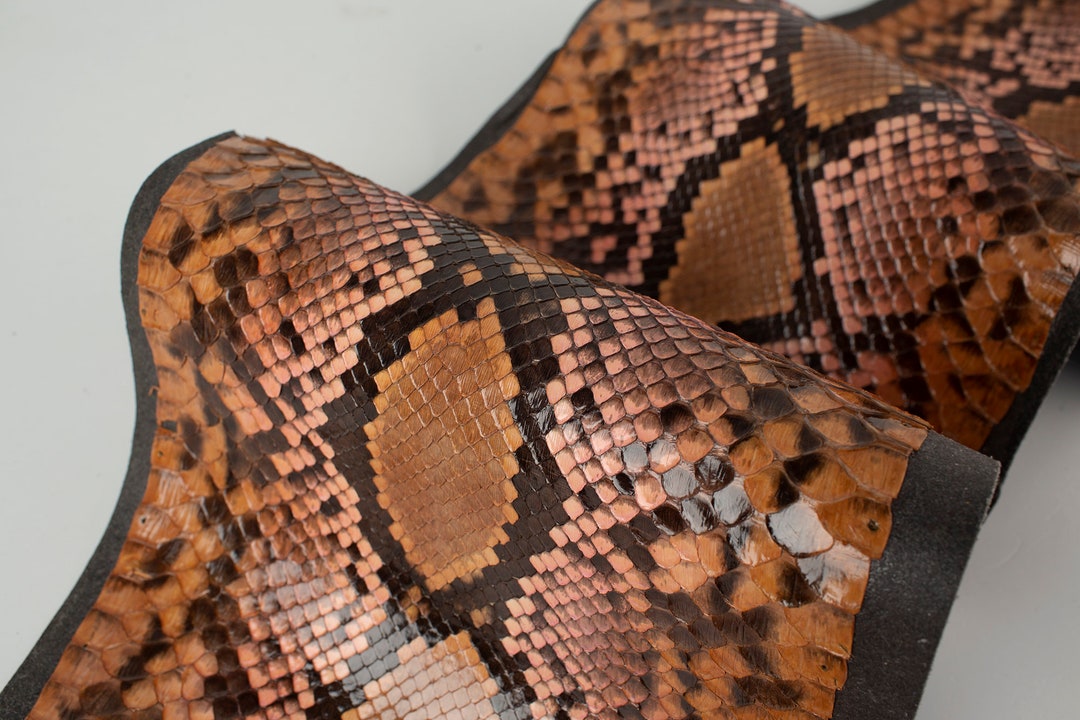 Beige/pink ITALIAN Genuine SNAKE AYERS non Cites Leather on Fabric ...