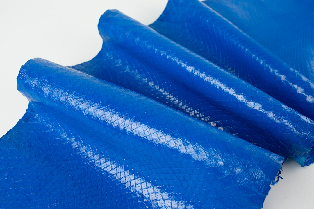 Blue Electric ITALIAN Genuine SNAKE AYERS (non Cites) Leather Glossy ...