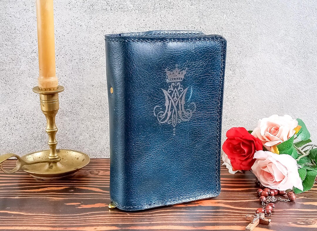 1958 New Marian Missal Cover Marian Blue Leather, Catholic Zippered ...