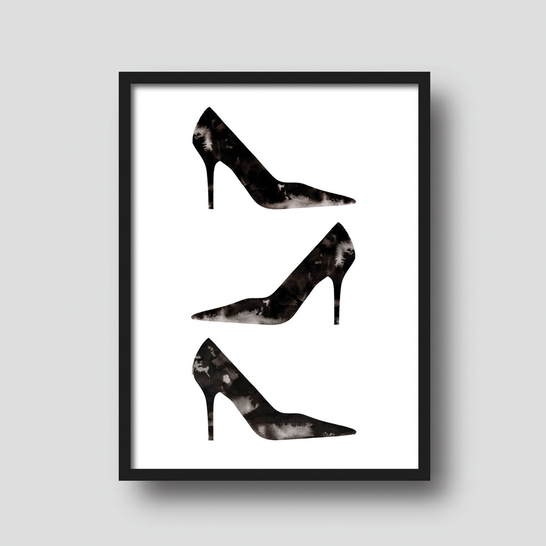 Black Heels Art Print High Heels Art Print Watercolor Fashion Art Print ...
