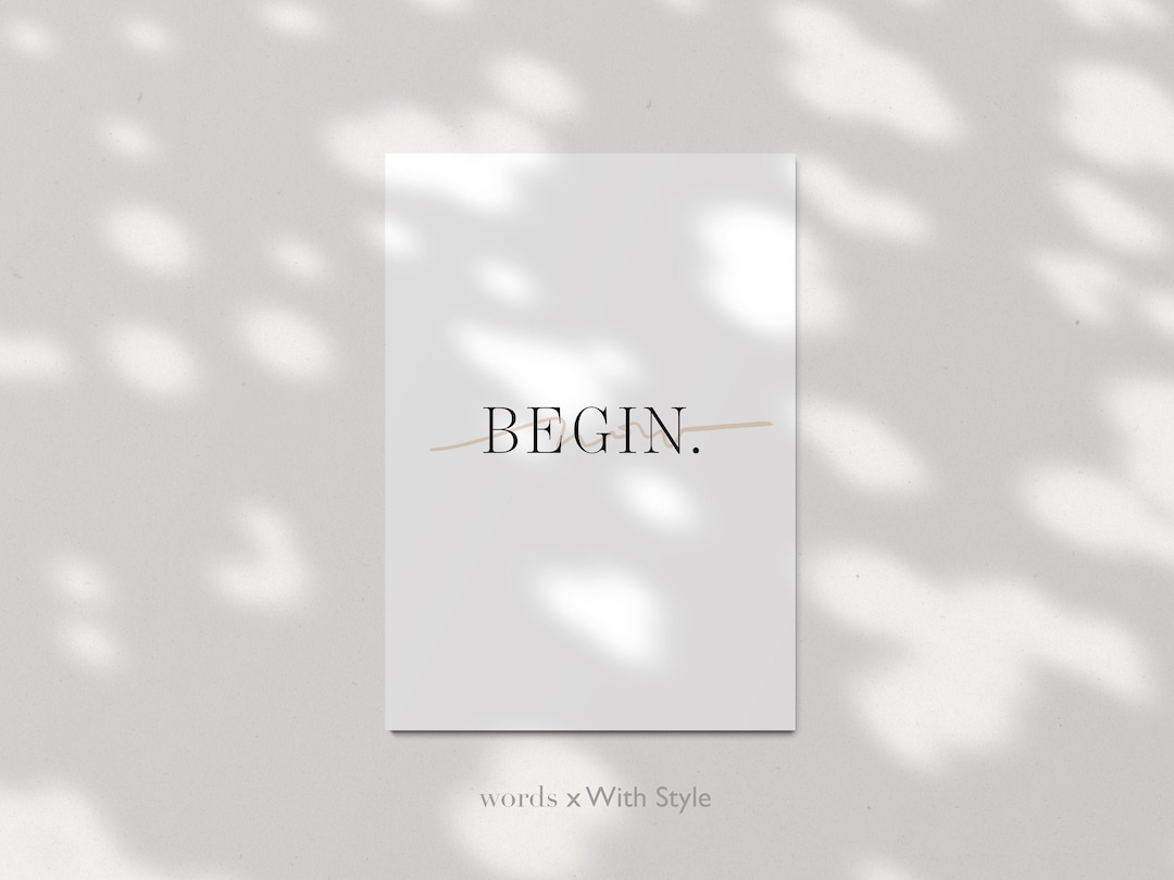 Begin Now Line Art Inspirational, Motivational, Printable Decor ...