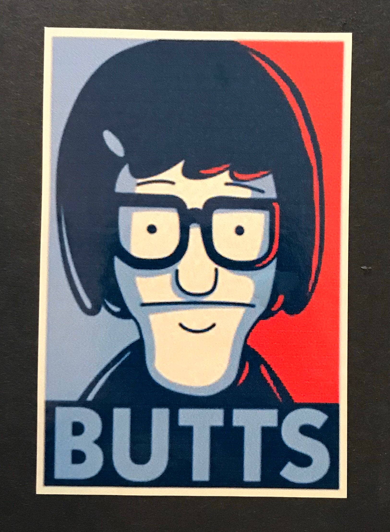 BUTTS 4x3 vinyl decal sticker full color water resistant Bobs | Etsy