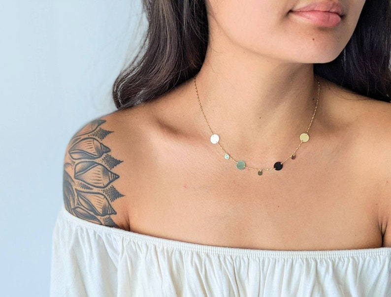 Gold Coin Necklace Multi Gold Coins Necklace Gold Disc - Etsy
