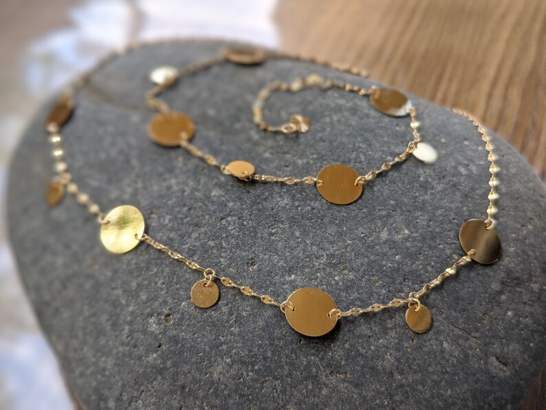 Gold Coin Necklace Multi Gold Coins Necklace Gold Disc - Etsy