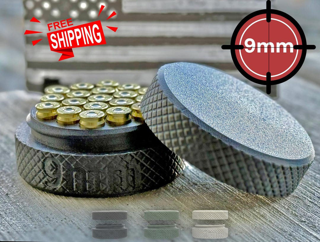 9mm Ammo Holder – Compact Tactical Ammo Case With Screw-on Lid – Concealed Carry Organizer – 19 ...