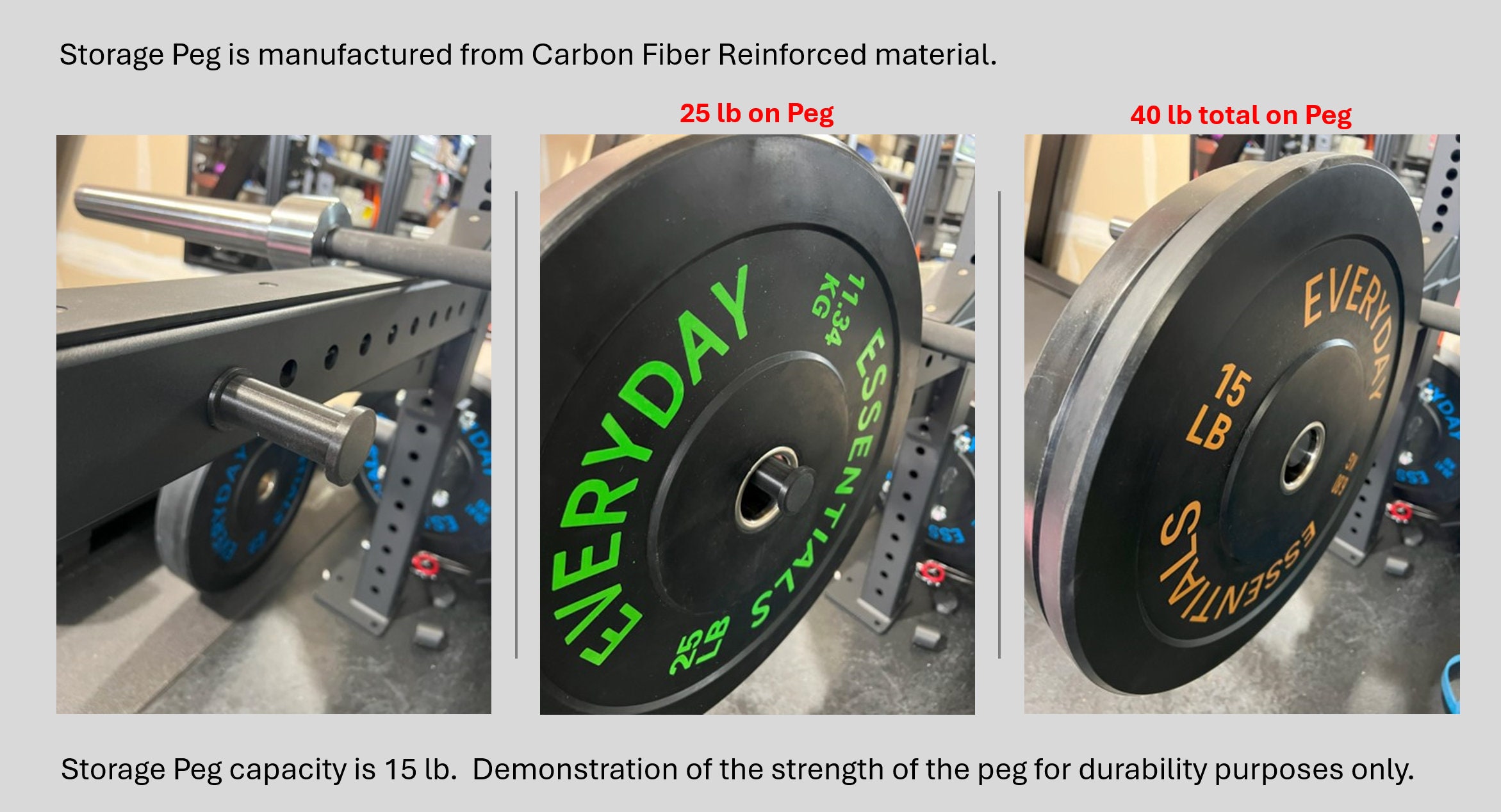 Squat Rack Storage Pegs: Carbon Fiber-infused Home Gym Organizer for ...