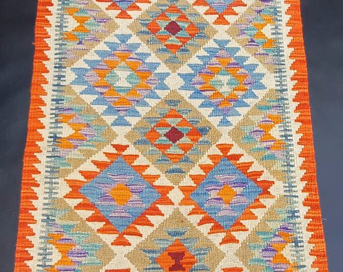 Handmade Kilim Rug, Artisan Afghan Turkish Aztec Natural Wool Kilim Rug ...