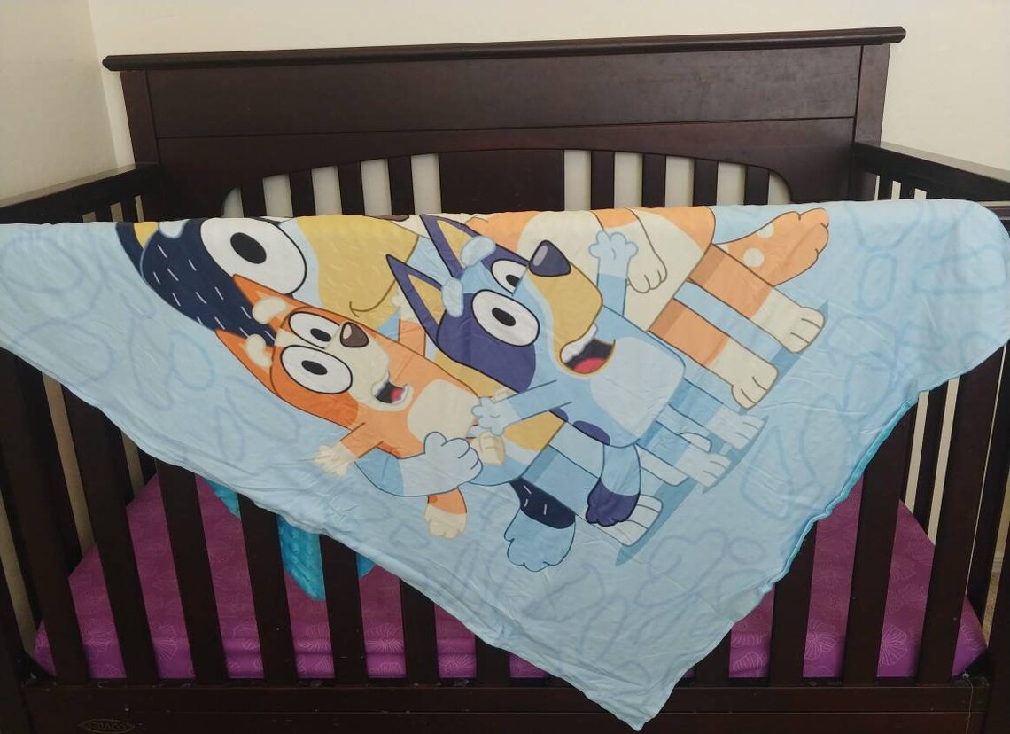Large Bluey Soft Minky Blankets Crib Sized | Etsy