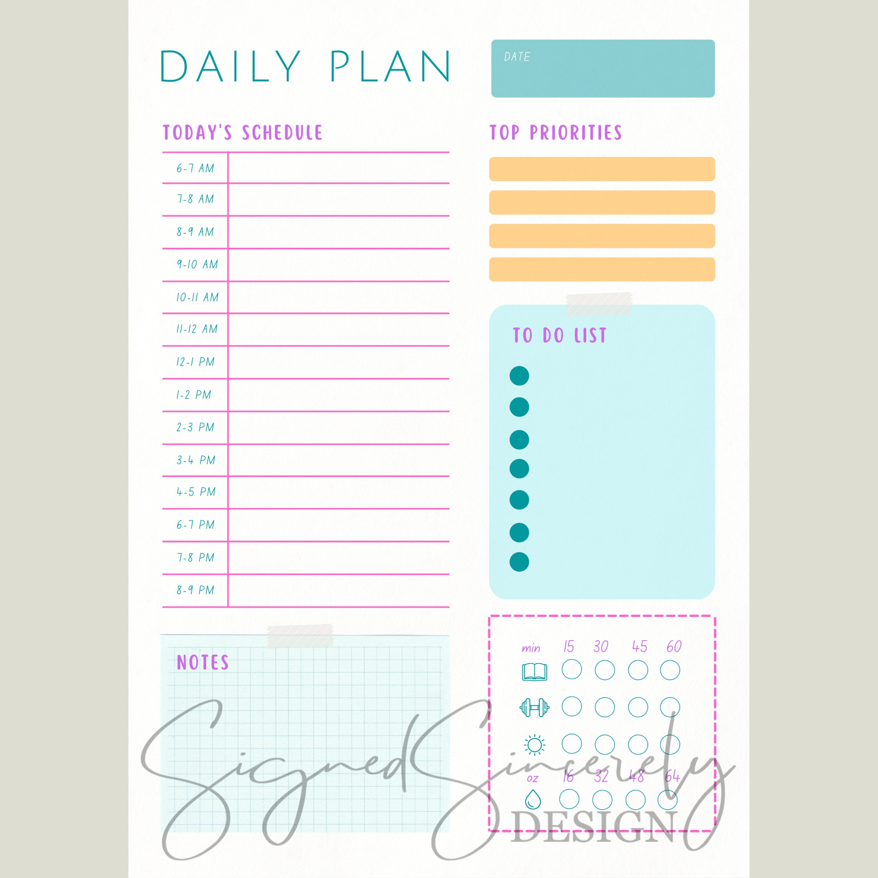 Daily Planner Digital Template / Printable PDF / iPad Notability ...