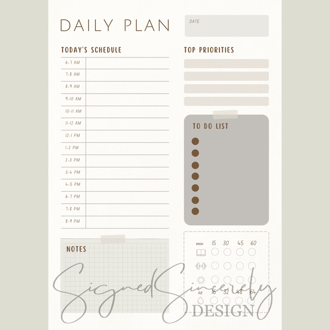 Daily Planner Digital Template / Printable PDF / iPad Notability ...