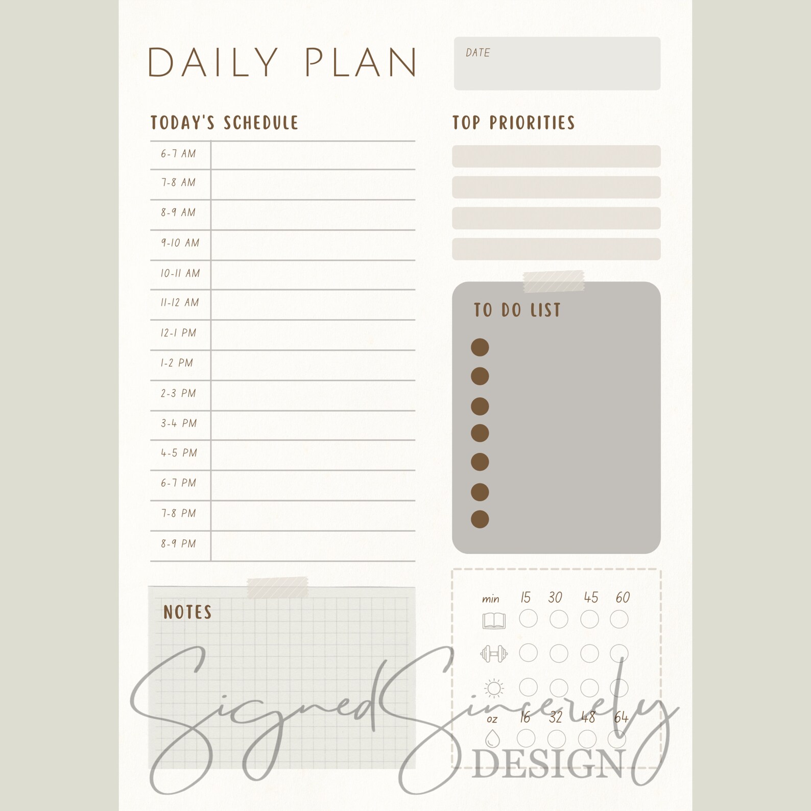 Daily Planner Digital Template / Printable PDF / iPad Notability ...
