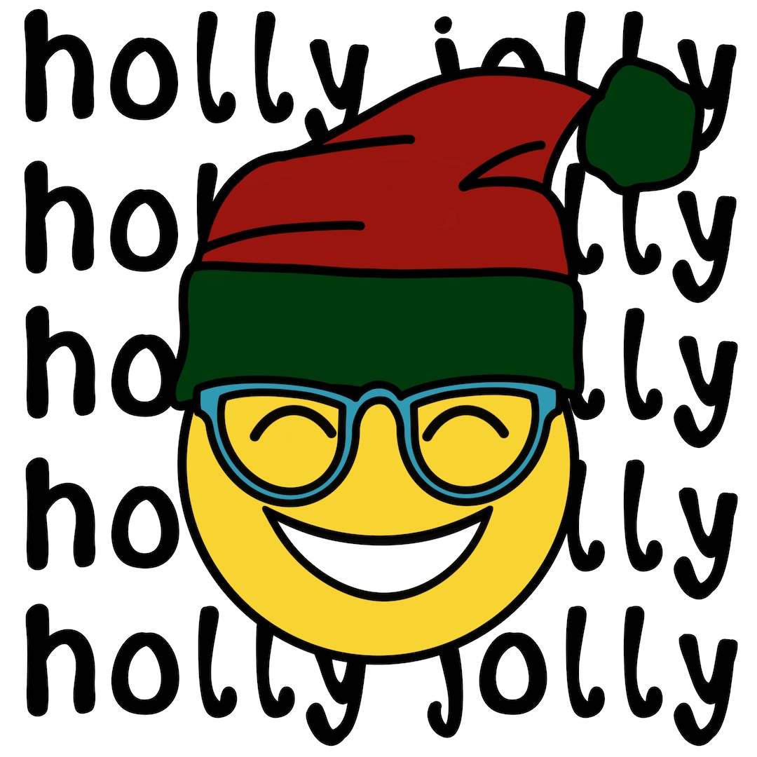 PNG/SVG Sublimation Design - Holly Jolly Emoji Christmas Print - Etsy