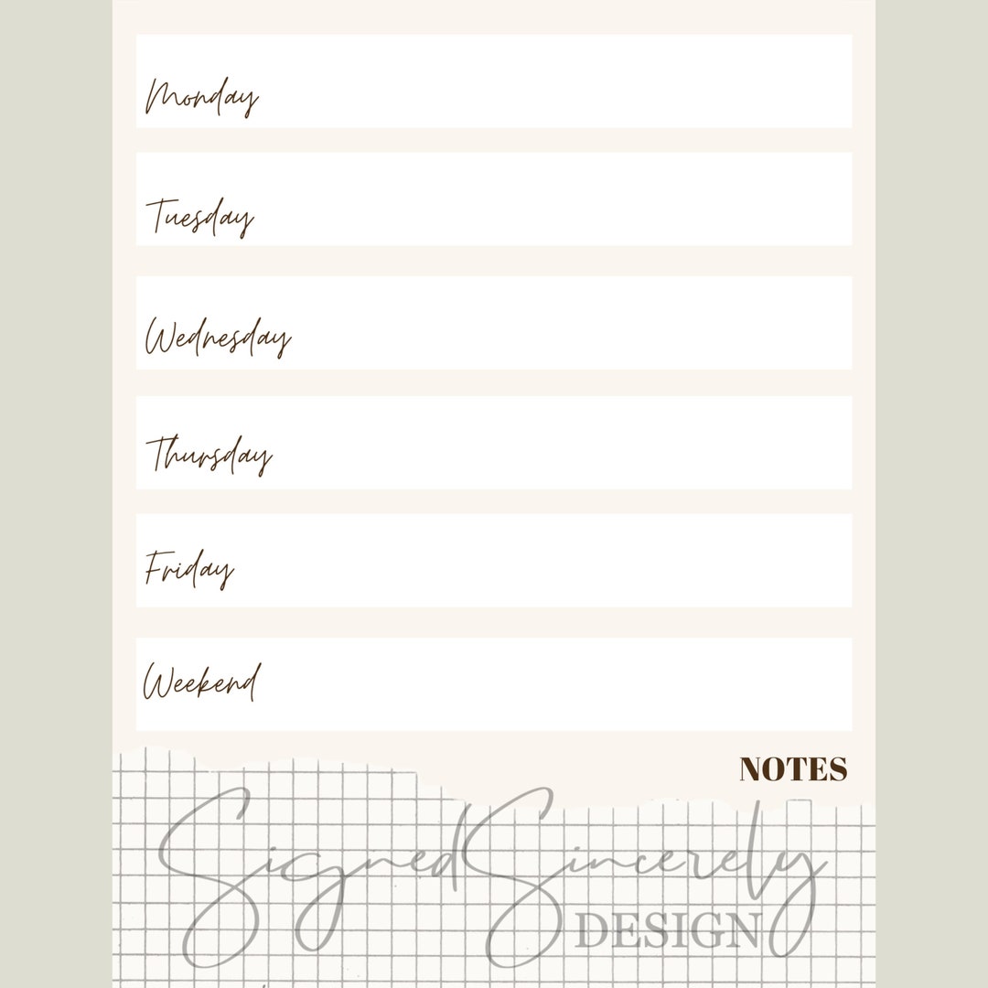 Simple Weekly Planner Digital Template / Printable PDF / iPad ...